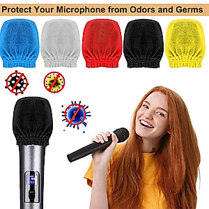 Disposable Microphone Cover, Non-woven Handheld Microphone Windscreen with Elastic Band, Clean and No-odor Mic Covers for KTV, Interview, Recording Studio, Performance, Speech (set-1)