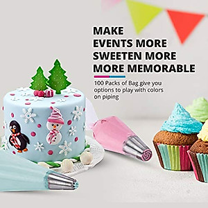 Riccle Disposable Piping Bags 12 Inch - 100 Anti Burst Pastry Bags - Icing Piping Bags for Frosting - Ideal for Cakes and Cookies Decoration