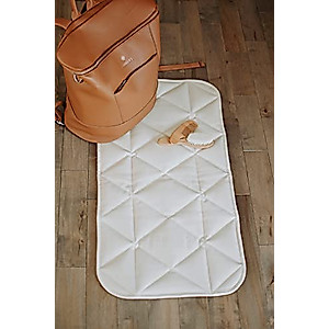 Padded Vegan Leather Portable Changing pad Mat | Play mat Baby Toddler Infant by Uniklook | Reversible | Tummy Time Mat Play Time | Waterproof Baby Infant Floor Mat 16”x30” (Rectangular, Cream)
