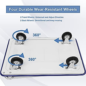 GPOAS Push Cart Dolly 660LBS Folding Platform Hand Truck with 360 Degree Swivel Wheels and Handle, Heavy Duty Foldable Flatbed Large Moving Cart for Easy Storage Luggage Moving,Blue