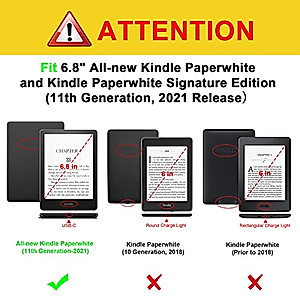 Fintie Stand Case for 6.8" Kindle Paperwhite (11th Generation-2021) and Kindle Paperwhite Signature Edition - Premium PU Leather Sleeve Cover with Card Slot and Hand Strap, Emerald Illusions