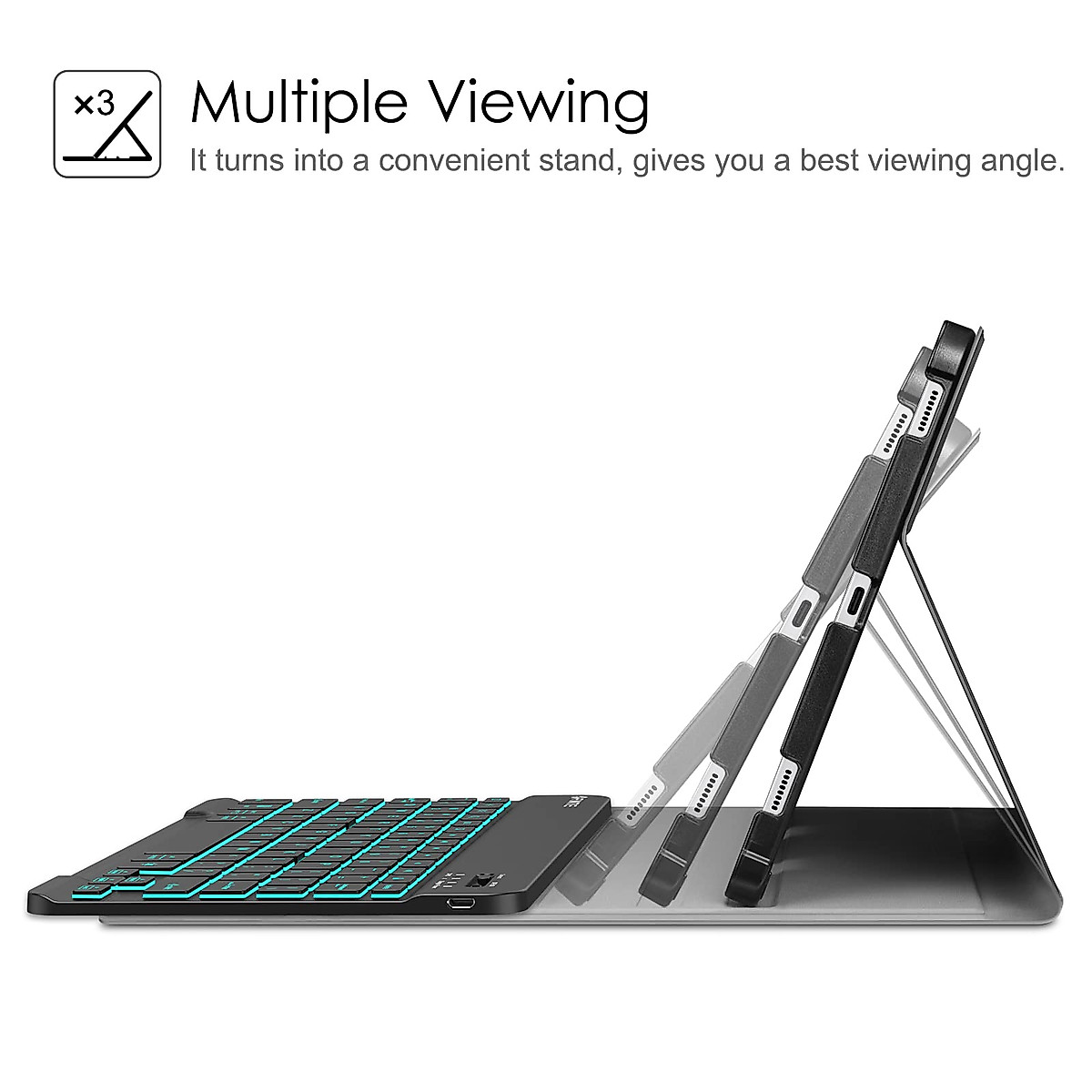 Fintie Keyboard Case for Samsung Galaxy Tab S8/Tab S7 11 Inch (Model SM-X700/X706/T870/T875/T878), Slim Stand Cover w/Detachable Wireless Bluetooth Keyboard, 7 Color Backlight, Black