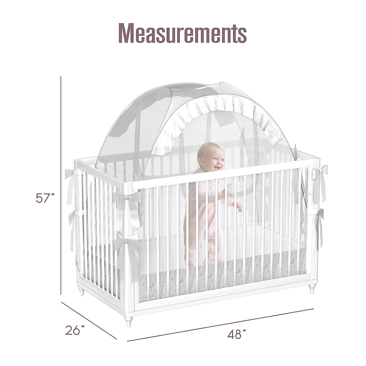 Baby Crib Tent, Canopy Tents to Keep Toddler in, Babies Cribs Nets, 48" X 26" X 57", White, Mesh, Pop-up Safety Net, Babycrib Mosquito Netting, Bed Cover for Climbing Out, Climbers, Boys | Houseables