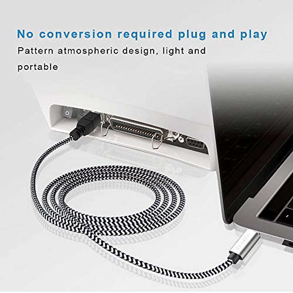 MOSWAG 6.6FT/2M USB C Printer Cable Type C to USB MIDI Cable for Samsung Huawei Laptop MacBook to Midi Controller,Midi Keyboard,Printer Scanner,Audio Interface Recording and More