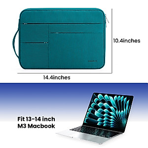 Omnpak for 13.6 inch MacBook Air Case Sleeve Compatible with MacBook Air 13.6 M3/M2/M1,MacBook Pro 13 M2/M1,14 inch MacBook Pro (M3/M2/M1 Pro/Max),Water Repellent Laptop Case with Handle