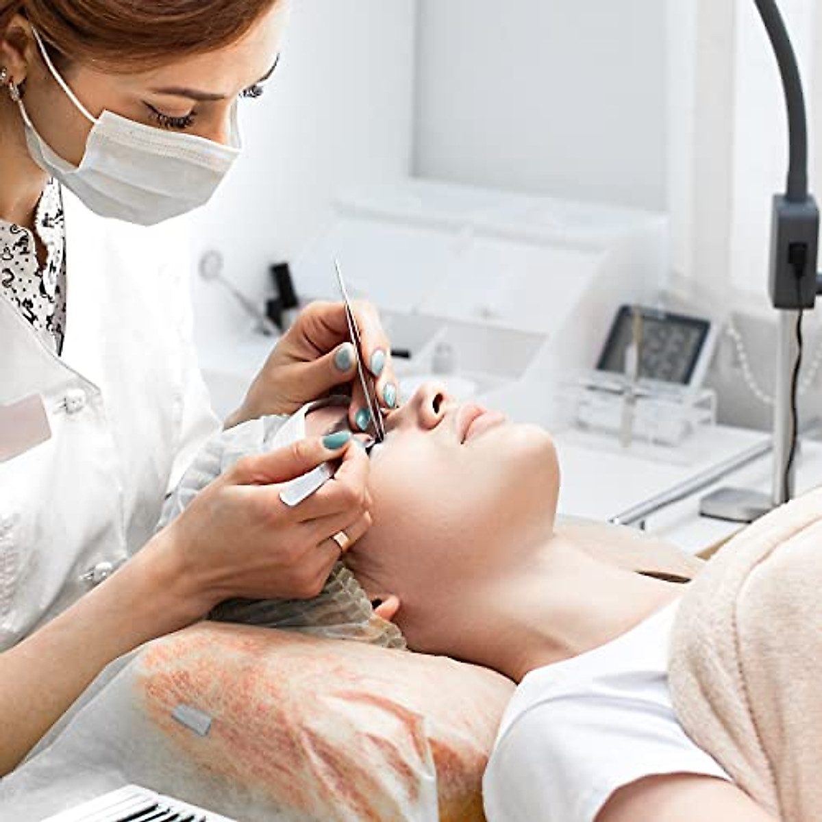 BEYELIAN Eyelash Extension Tweezers, Professional Lash Tweezers for Make Fans Volume Lashes, Curved Tip Stainless Steel Tweezers ST-15