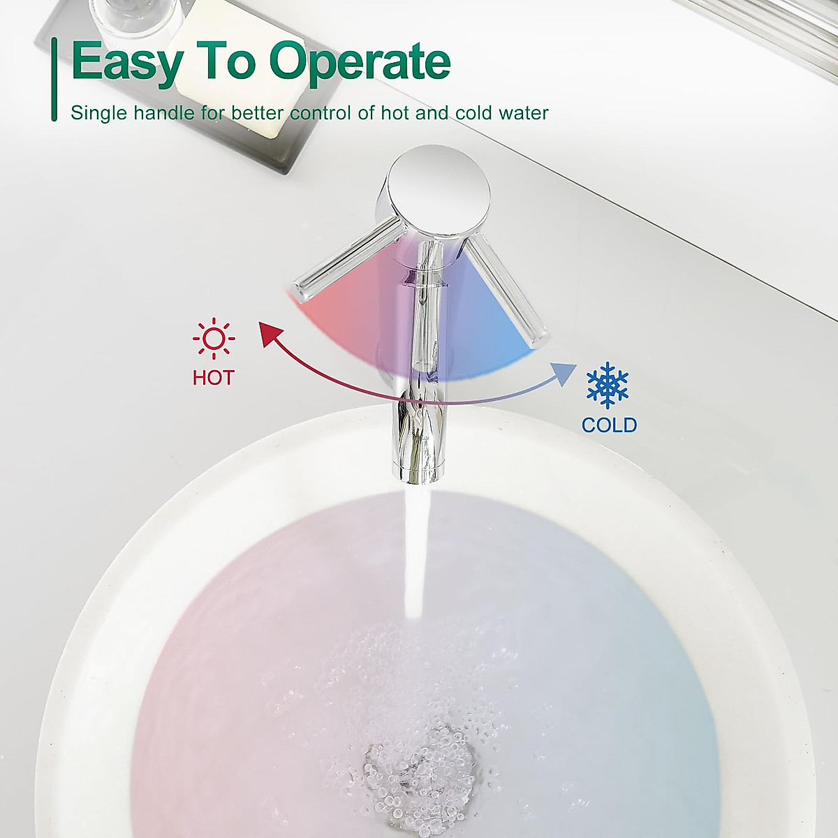 VOTON Vessel Sink Faucet Chrome Modern Tall Bathroom Faucets Single Handle One Hole Rv Vanity Lavatory Bathroom Sink Faucet