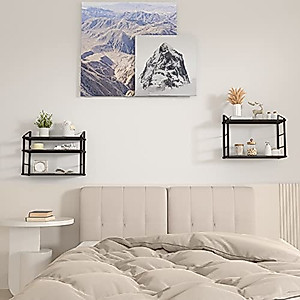 Adjustable Floating Shelf with Sturdy Metal Frame - Pine Wood DIY Long Shelves, Reclaimed Wood Shelves for Wall Storage, Wall Mounted Shelf for Multiple Purposes Perfect for Home and Office, Black