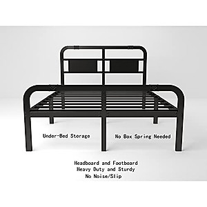 Emiosmt 14 Inch Full Size Bed Frame with Headboard and Footboard,Heavy Duty 2500lbs Steel Support Metal Platform No Box Spring Needed,Easy Assembly,Sturdy Square Tube,Full Size Frame