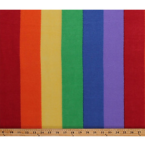 Fleece Rainbow Stripes Multi-Colored Striped Fleece Fabric Print by The Yard (4902M-12A-rainbow)