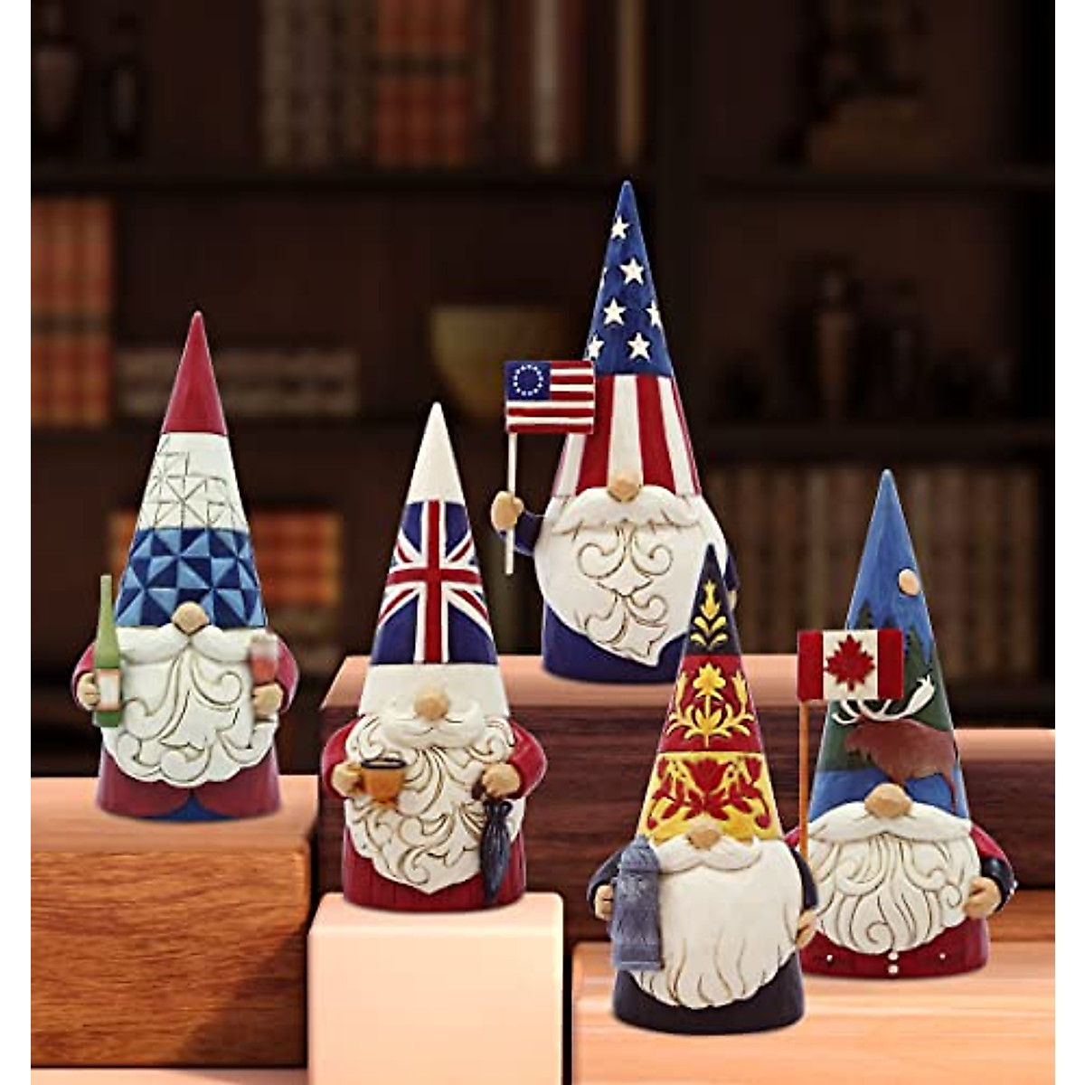 Enesco Jim Shore Heartwood Creek Gnomes Around The World American Patriotic Figurine, 5.5 Inch, Multicolor