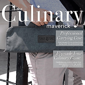 Chef Knife Roll Bag Travel Case | 8 Pockets for Knives & Tools | 2 Flaps with Cleaver & Mesh Pocket | Honing Rod Slot | Chef Knife Case for Professional & Students | Knives Not Included (Denim Grey)