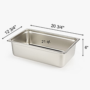 CURTA 6 Pack Anti-Jam Slotted Hotel Pans with Lids, Full Size 6 Inch Deep, NSF Commercial 18/8 Stainless Steel Chafing Steam Table Food Pan with Covers