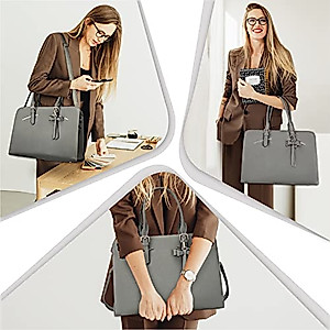 TOPDesign Laptop Bag for Women, Waterproof PU Leather Work Briefcase fits 15.6 Inch Computer, Large Tote Messenger Shoulder Bag, Stylish Business Purse Handbag Satchel (Brown)