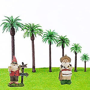 JIUMO Miniature Garden Gnome Fairy Garden Gnome Figurines Beach Gnome Figurines Outdoor Small Garden Gnomes Accessories Gnomes with Coconut Tree