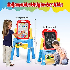 STEAM Life Easel for Kids Art Easel for Toddler Easel - 4in1 Double-Sided Large Magnetic Board Kids Chalkboard Easel Drawing White Board for Kids Magnetic Letters & Numbers Christmas Gifts for Kids