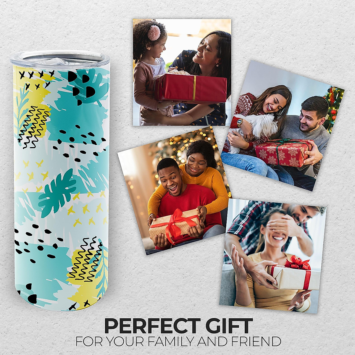 MODORATE Blank Sublimation Tumblers with Lids and Straws – 20 oz Straight Skinny Stainless Steel Tumbler with Shrink Wraps for DIY Sublimation – 4 Pcs Vacuum-Insulated White Tumblers