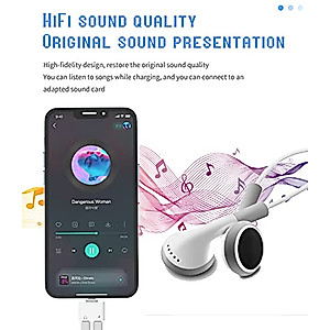 Iphone Dual Lightning Headphone Adapter(2pack)Audio Charge Dongle Jack Splitter 2in1 Charger AUX Music Earbud Adaptador Para Apple MFI Certified Compatible for 7 8Plus X 13 12 11 Pro Max Mini Xs Se Xr