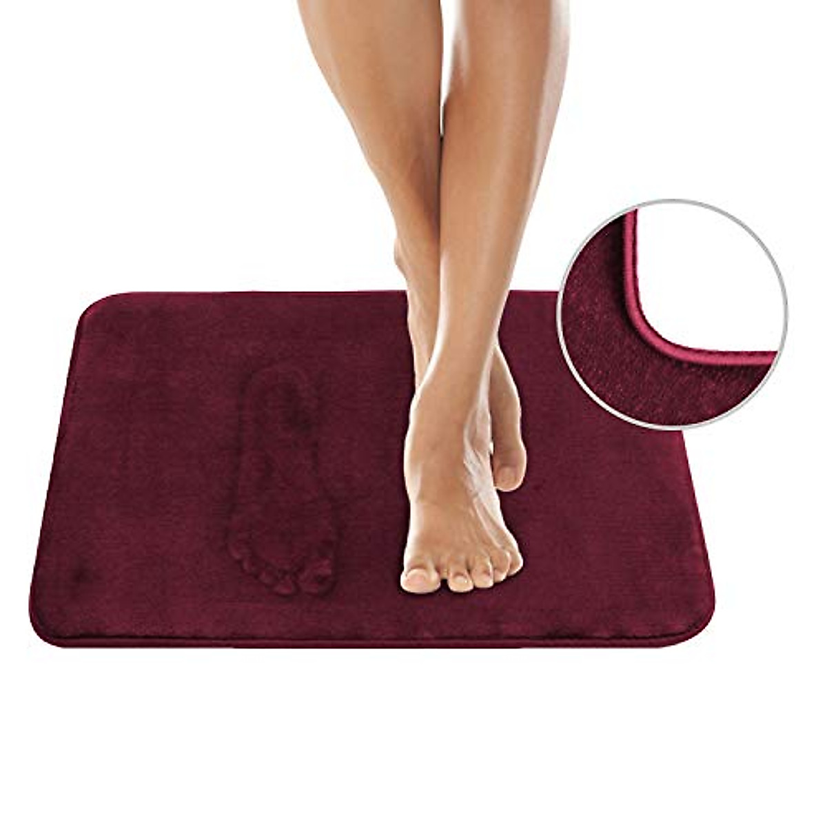 AOACreations Memory Foam Bath Rug, Bathroom Mat Set of 3, Soft, Plush, Absorbent, Low Pile, Includes 1 Large 20" x 32", 1 Contour 20" x 20", 1 Small 16" x 24" (Burgundy)