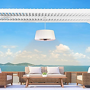 Paragon Outdoor Sol Electric Patio Heater, Ceiling Mounted, 1500W Indoor Outdoor Infrared Heat Lamp, Portable Heater, 3 Heat Settings, White