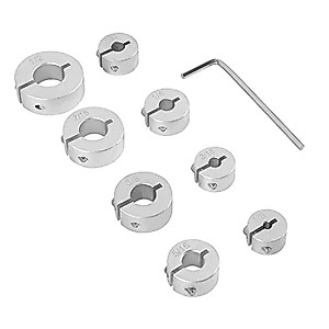 Aluminum Stop Collar Set Drill Bit Depth Stop Superior Split Ring Design - 8 Piece Set (1/2", 7/16”, 3/8”, 5/16”, ¼”, 7/32”, 3/16”, 1/8”) Drill Bit Holder