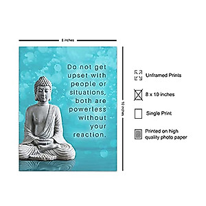 Buddha Decor - Zen Wall Art - Meditation Picture Print Home Decoration for Spa, Living Room, Yoga Studio, Bedroom - Inspirational New Age Quote Saying - Gift for Women, Buddhism Fan, Buddhist - 8x10