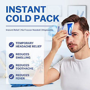 25 Pack - Instant Cold Packs - Instant Ice Packs for Injuries | Disposable Cold Compress Ice Pack for Pain Relief, Swelling, Inflammation, Sprains, Toothache - Cold Pack for Athletes