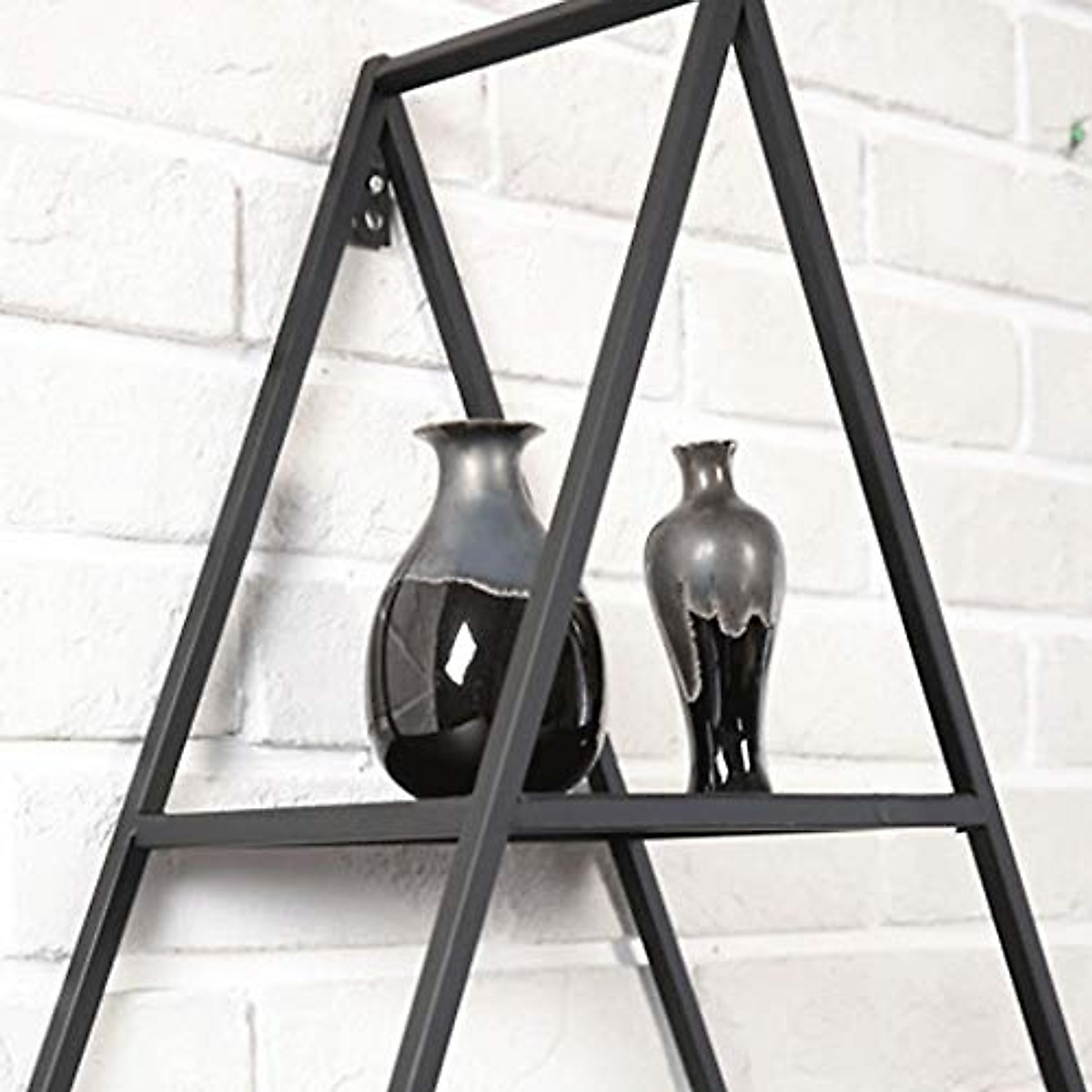 XJJZS 3 Tier Triangular Matte Black Metal Display Shelf, Wall Mounted Pyramid Rack