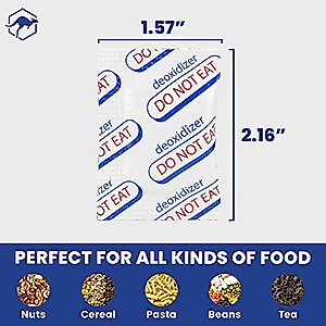 Wallaby 500cc Oxygen Absorbers for Long Term Food Storage 100 count (10х Packs of 10) Bulk - FDA Food Grade Packs for Vacuum Mylar Bags, Airtight Containers Flour Sugar Cereals, Freeze Dryers & Dehydrators