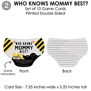 Big Dot of Happiness Dig It - Construction Party Zone - 4 Baby Shower Games - 10 Cards Each - Gamerific Bundle