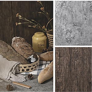 2 PCS Boards Photo Backdrop for Flat Lay, Food Photography Background 24x24 Inch, BEIYANG (Black Walnut+Dark Gray)