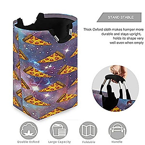 visesunny Large Capacity Laundry Hamper Basket Pizza Space Galaxy Water-Resistant Oxford Cloth Storage Baskets for Bedroom, Bathroom, Dorm, Kids Room