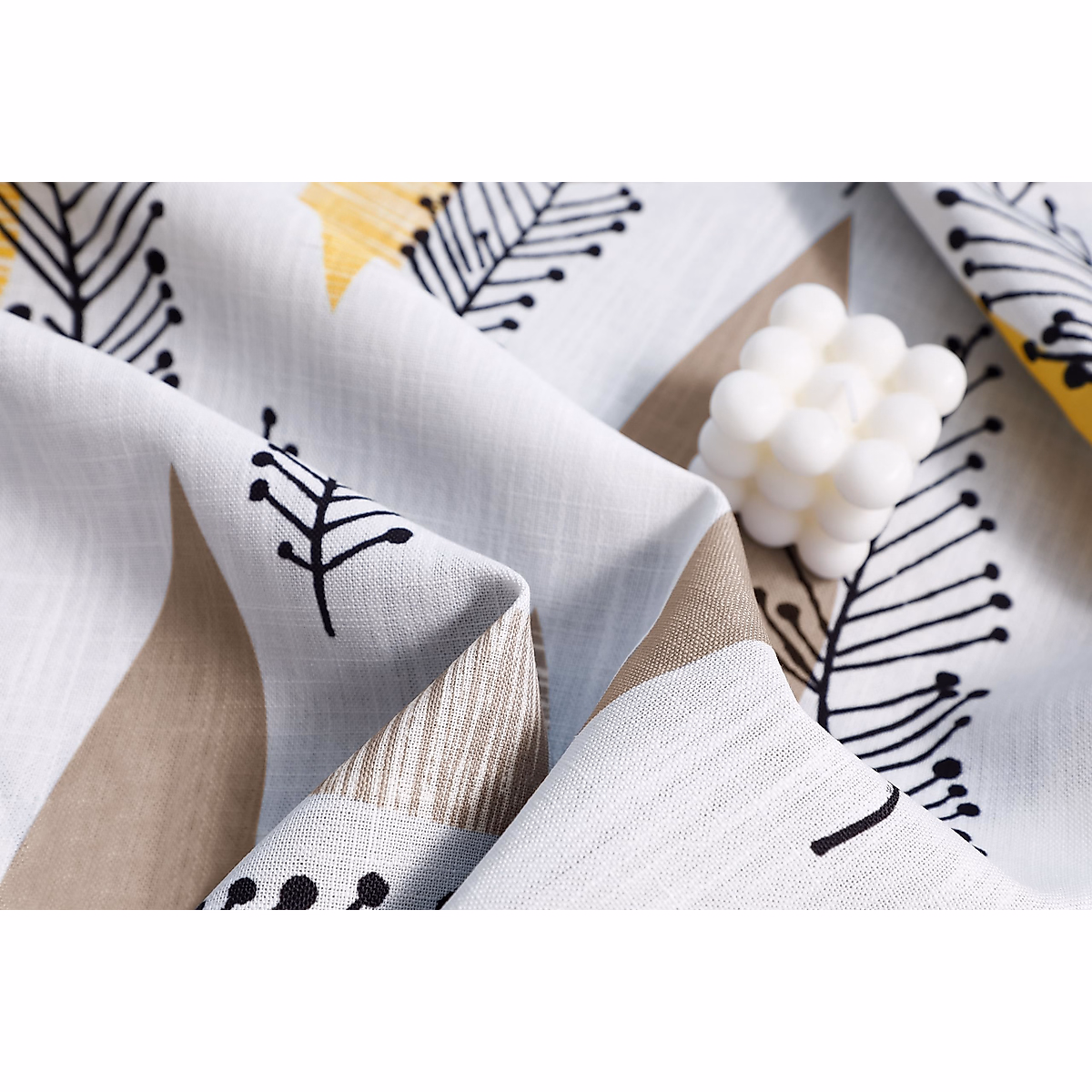 Cherry Home Modern Leaves Room Darkening Blackout Curtain Pairs Panel Heavy Drapes for Living Room Grommet Top Draperies Yellow,2 Panels with 2 Matching Pillow Case,52 Inch by 84 Inch