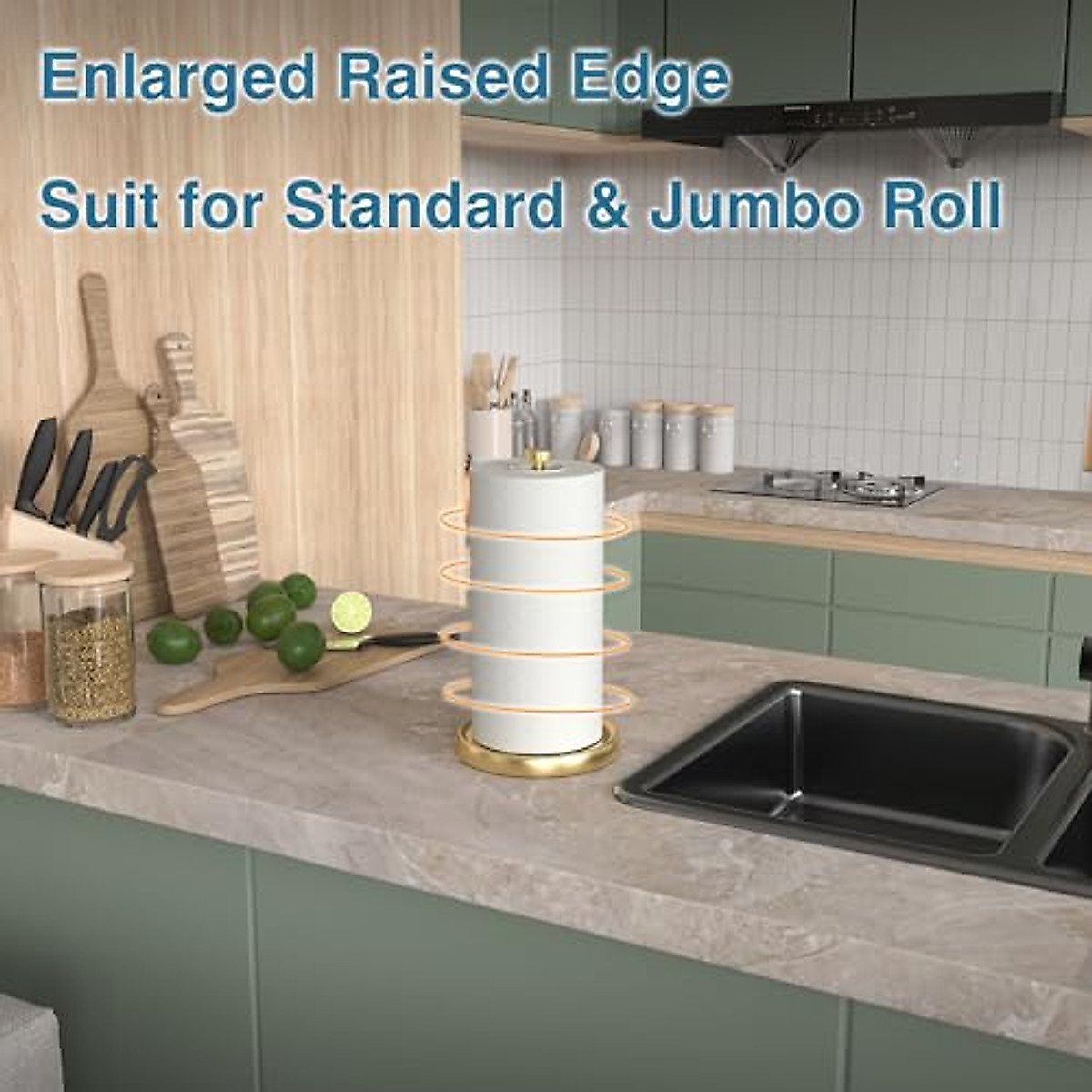 Swaitee Paper Towel Holder Countertop, Stainless Steel Gold Paper Towel Holder