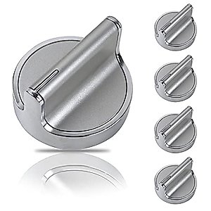 W10594481 5PCS Stainless Steel Cooker Stove Control knob ，Compatible Whirlpool Stove/Range-Replaces WPW10594481, W10594481, with a 0.3-inch"D" axis, 90 Degrees to The Rotating Surface.