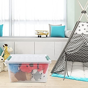 Bblina 6 Packs 35 L Clear Plastic Storage Bins with Lids, Large Storage Tote Boxes