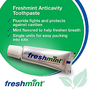 144 Tubes of Freshmint® 0.6 oz. Anticavity Fluoride Toothpaste, Metallic Tube, Tubes do not Have Individual Boxes for Extra Savings, Travel Size