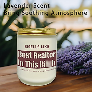 Wehnniee Funny Realtor Gifts for Agent Women, Best Realtor Candle, Closing Gifts for Realtors, Real Estate Agent Supplies - 7 oz Lavender Scented Candle, Thank You Gifts for Realtor, Broker
