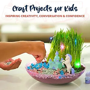Bryte Light Up Unicorn Terrarium Kit for Kids - Grow Plant, Castle, Paint Set, Crystal Rock, Fairy Garden Lights, Arts & Crafts, STEM Activities, Birthday Gifts, Toys for Girls Aged 4 –12 yrs