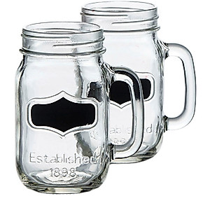 Circleware Yorkshire Jar, 17.5 ounce, Mason Chalkboard Mugs