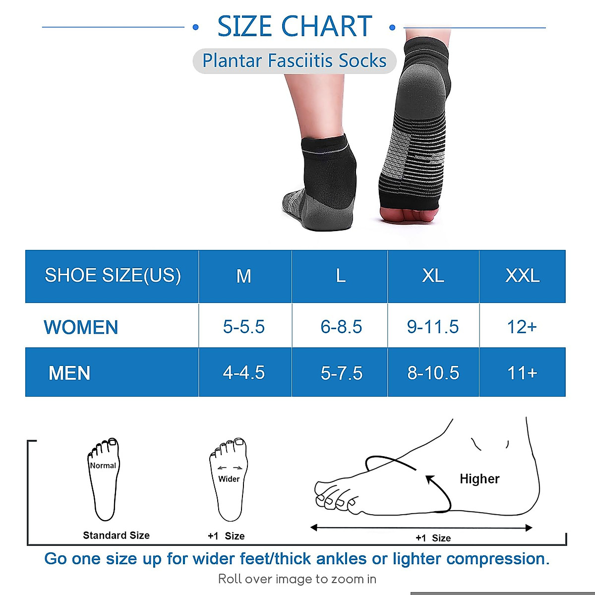 Plantar Fasciitis Socks Womens, Ankle Compression Socks Arch Support Socks for Heel Pain Relief, Boost Blood Circulation, Relieve Arch Pain, Heel Compression Sleeve Reduce Foot Swelling, Black XL