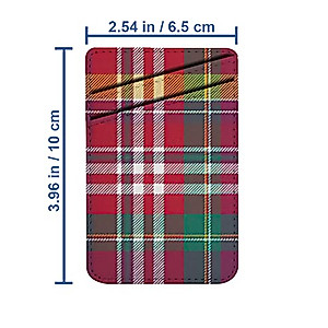Diascia Pack of 2 - Cellphone Stick on Leather Cardholder ( Pink Plaid Tartan Pattern Pattern ) ID Credit Card Pouch Wallet Pocket Sleeve
