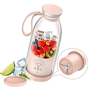 OTPEIR Portable Blender, 2400mAh Personal Size Blender with 6 Blades Type-C Rechargeable Juice Blender for Smoothies, Milkshakes, 500ml/17.6oz - Pink
