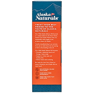 Alaska Naturals – Wild Alaska Salmon Oil Formula Dog Food Topper – EPA and DHA Omega-3 - Supplement for Healthy Skin, Shiny Coat – Made in The USA – 8 oz. Pump Bottle