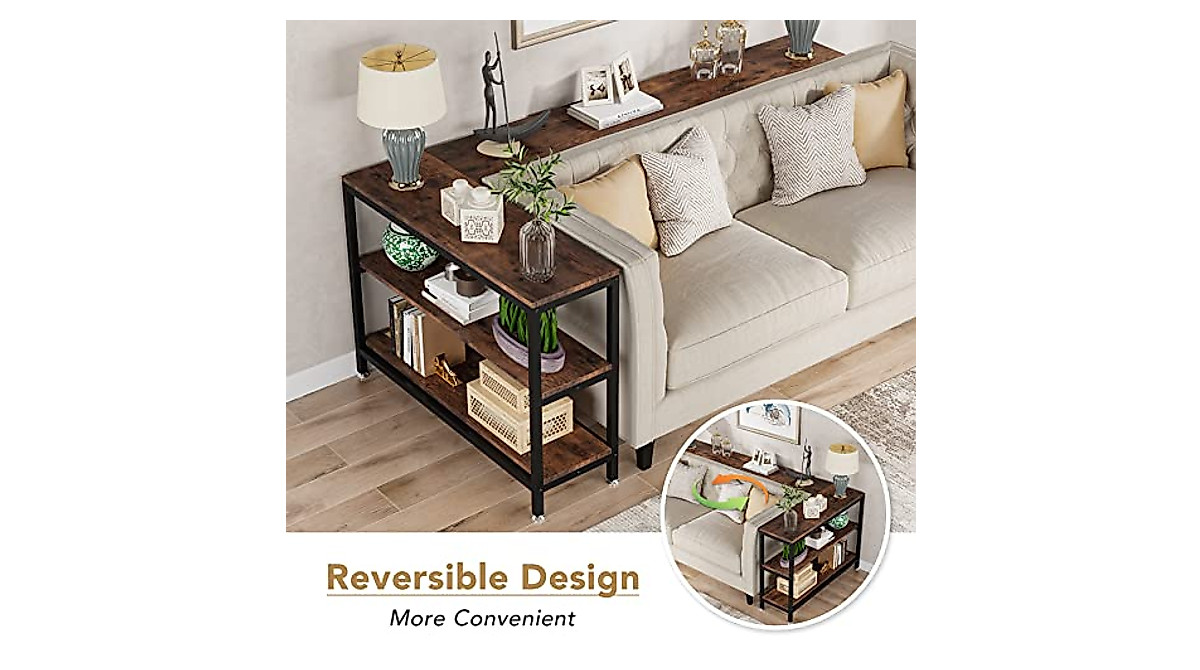 Tribesigns L Shaped Sofa Table - Extra Long 82.67" with Storage