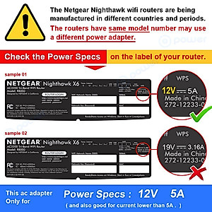 T Power 12V Ac Adapter Charger for Netgear Nighthawk x4 X4S x6 Router R6220 R6250 R6300 R6400 R6700 R7000 R7500 C3000 C3700 C6300 CG3000D CM1000 CM400 CM500 CM600 D6200 D7000 Supply Cord