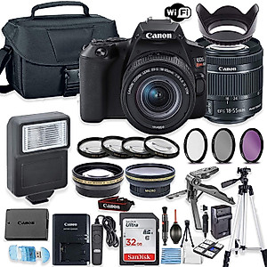 Canon EOS Rebel SL3 DSLR Camera Bundle with Canon EF-S 18-55mm STM Lens + 32GB Sandisk Memory + Camera Case + Digital Flash + Accessory Bundle