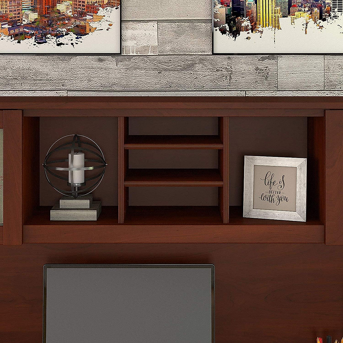 Bush Furniture Somerset 72W Desk Hutch in Hansen Cherry, Attachment with Shelves and Cabinets for Home Office