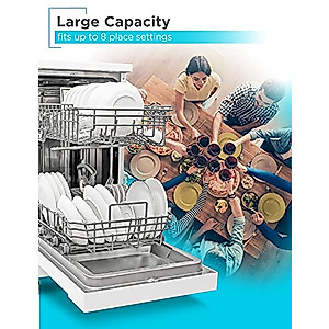 BLACK+DECKER Portable Dishwasher, 18 inches Wide, 8 Place Setting, White