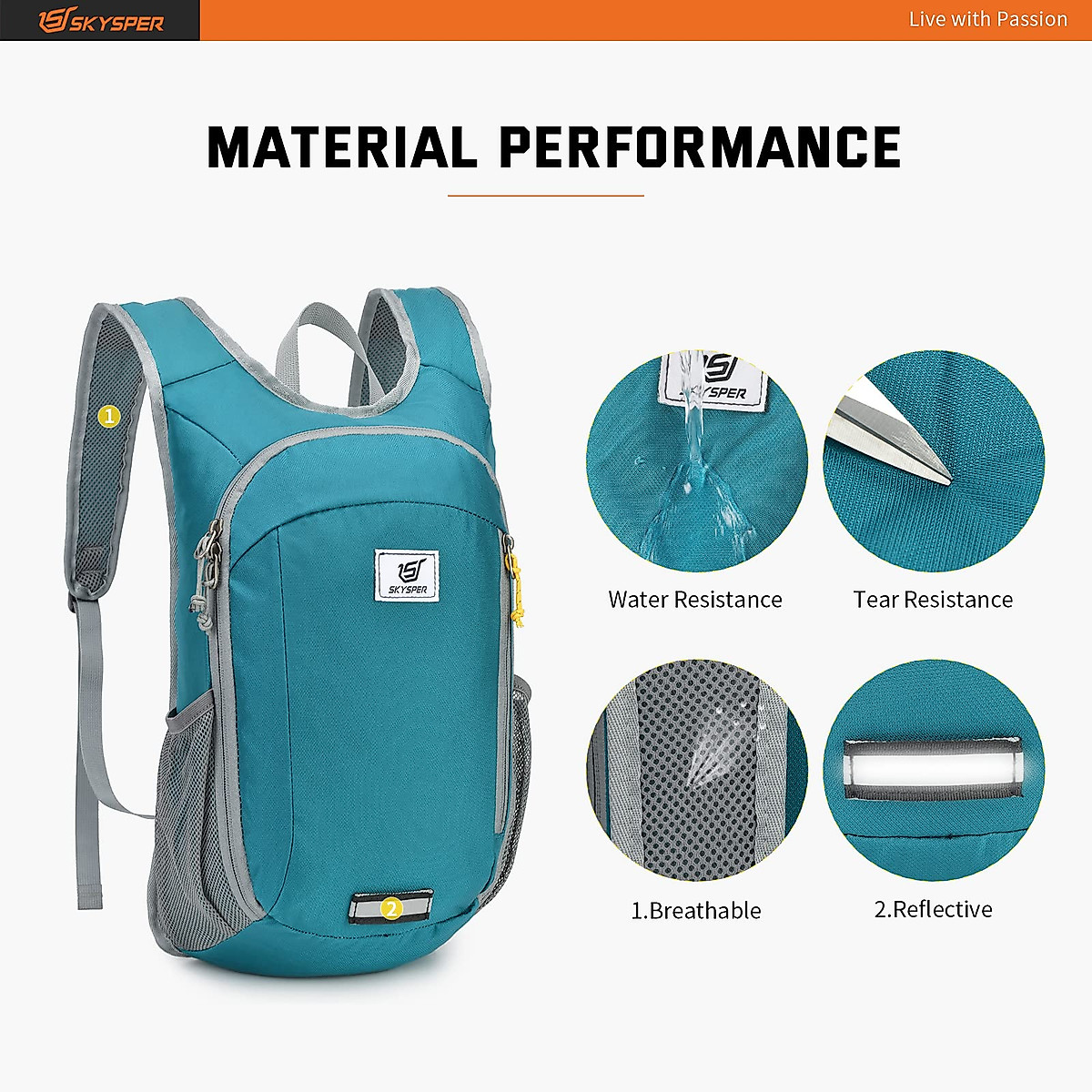 SKYSPER Small Daypack 10L Hiking Backpack Packable Lightweight Travel Day Pack for Women Men(Cyan)